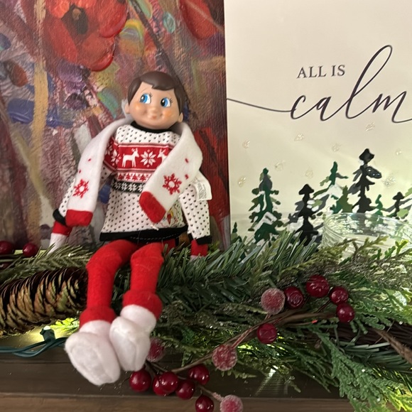 Holiday | Elf On The Shelf Boy With Sweater Scarf Boots Shelf Sitter A ...